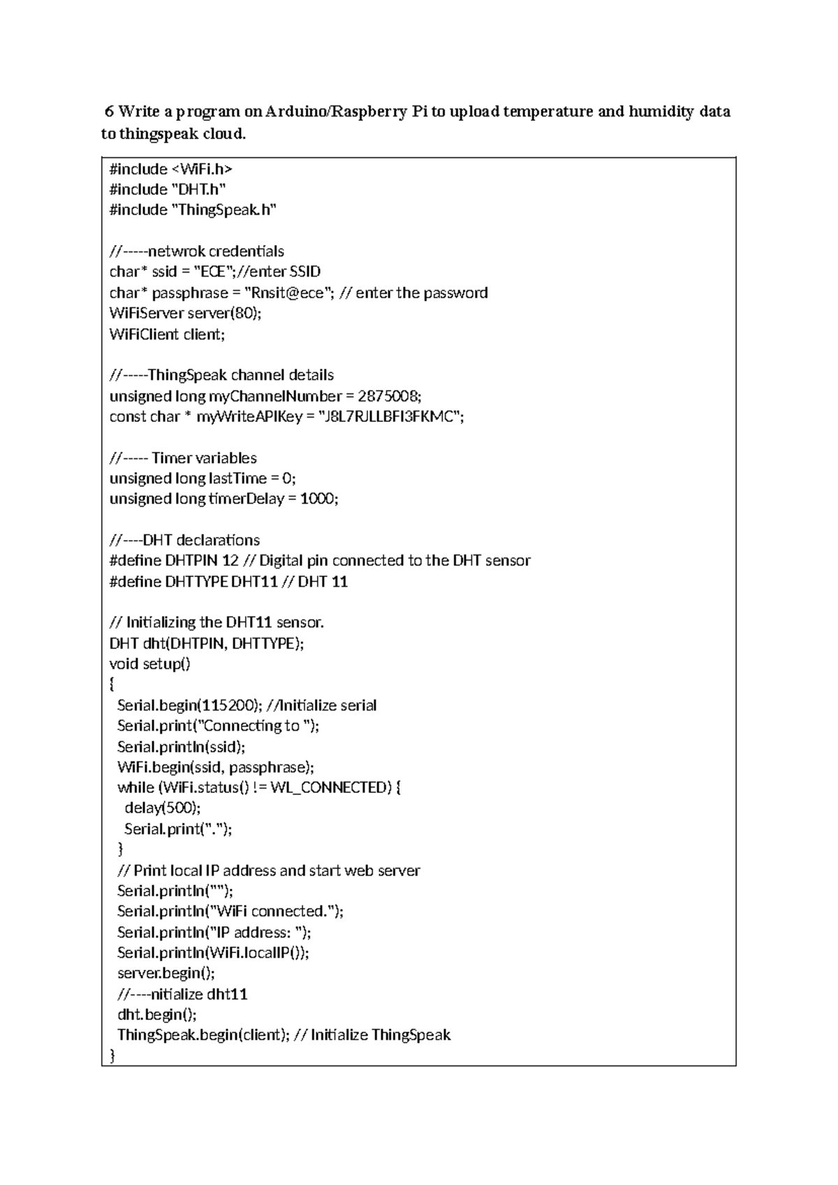 IOT LAB Programs - Pi: Temp & Humidity Data Upload/Download - Studocu