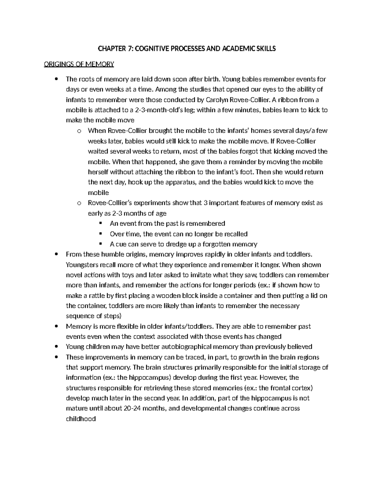 CH304: Chapter 7 Summary - Cognitive Processes & Memory Origins - Studocu