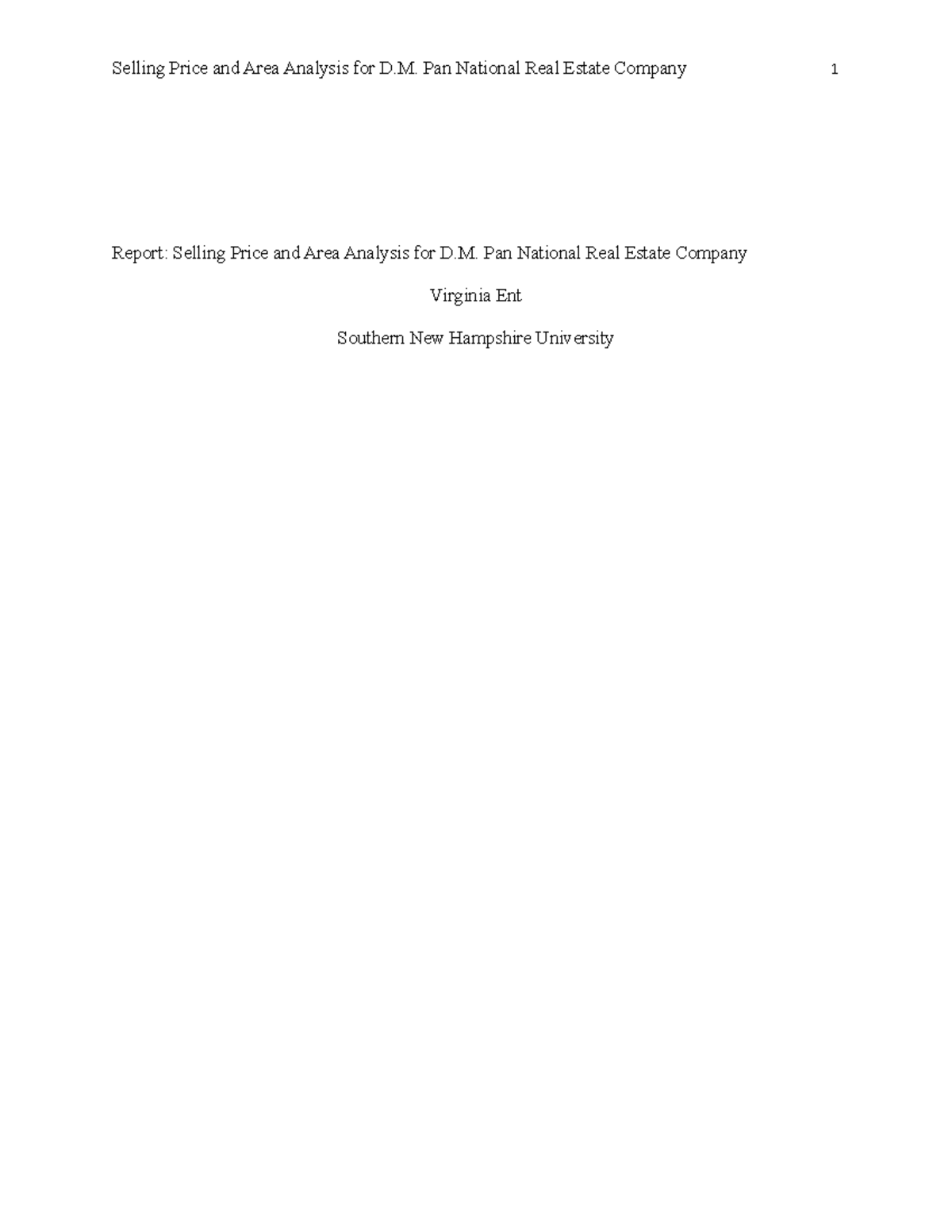 MAT 240 Module Two Assignment final revised - Selling Price and Area ...