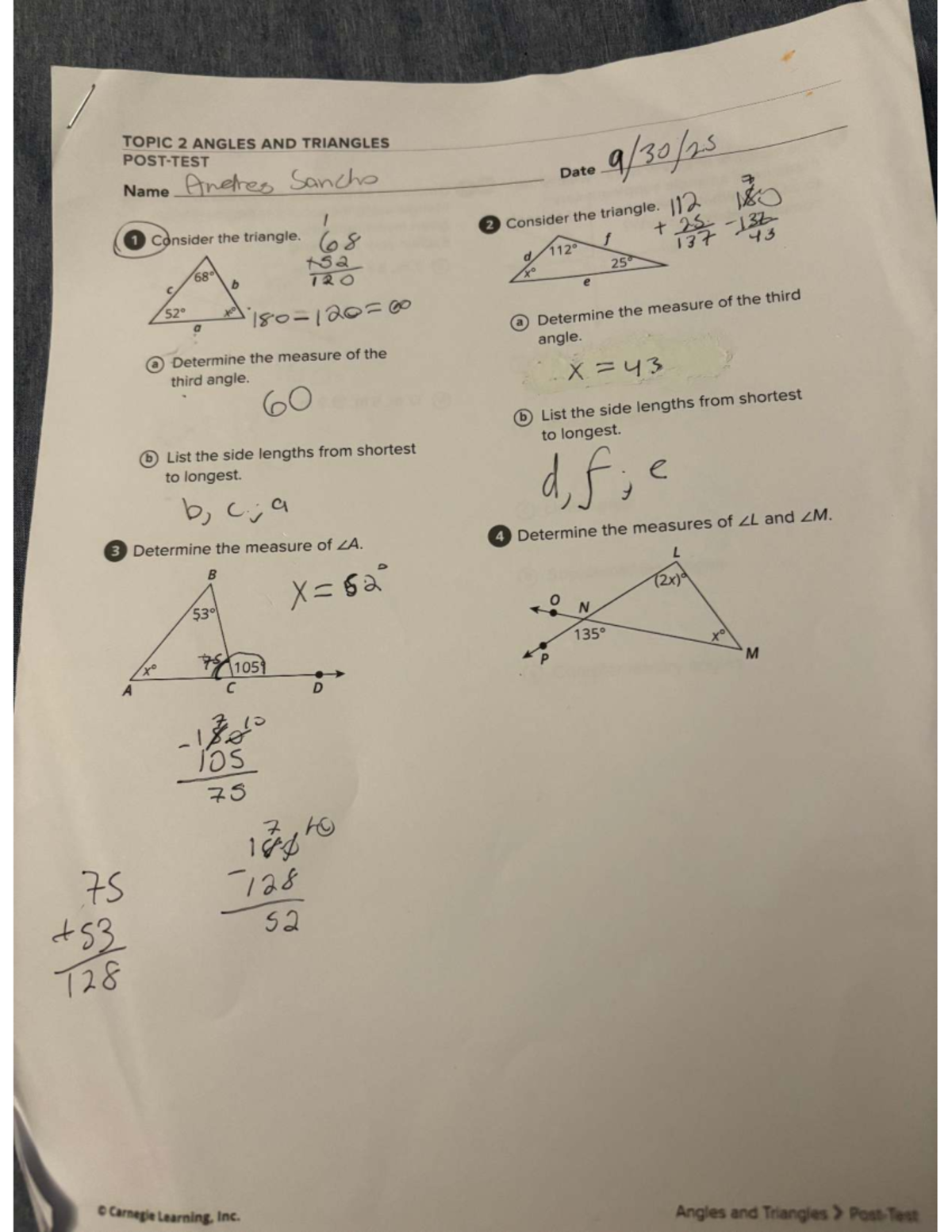 Angles and Triangles Test (Course Code: TOPIC 2) - Studocu