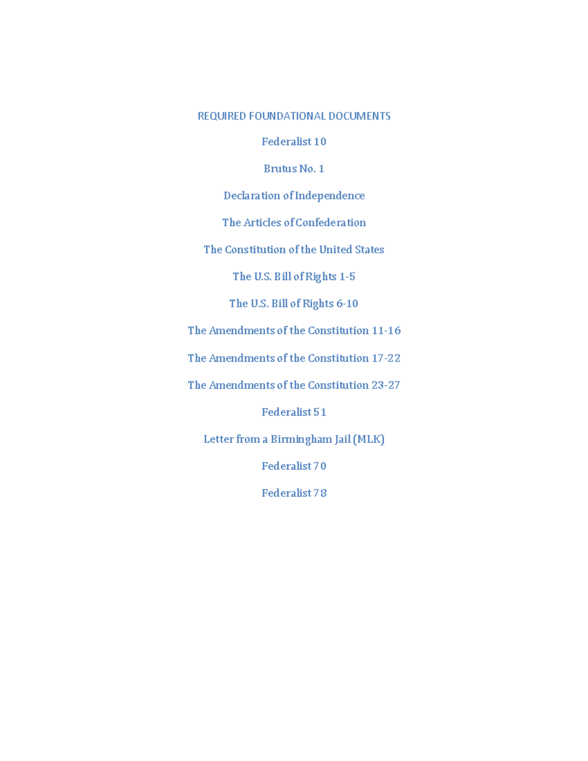 Foundational Documents Graphic Organizer: Key Texts Overview - Studocu