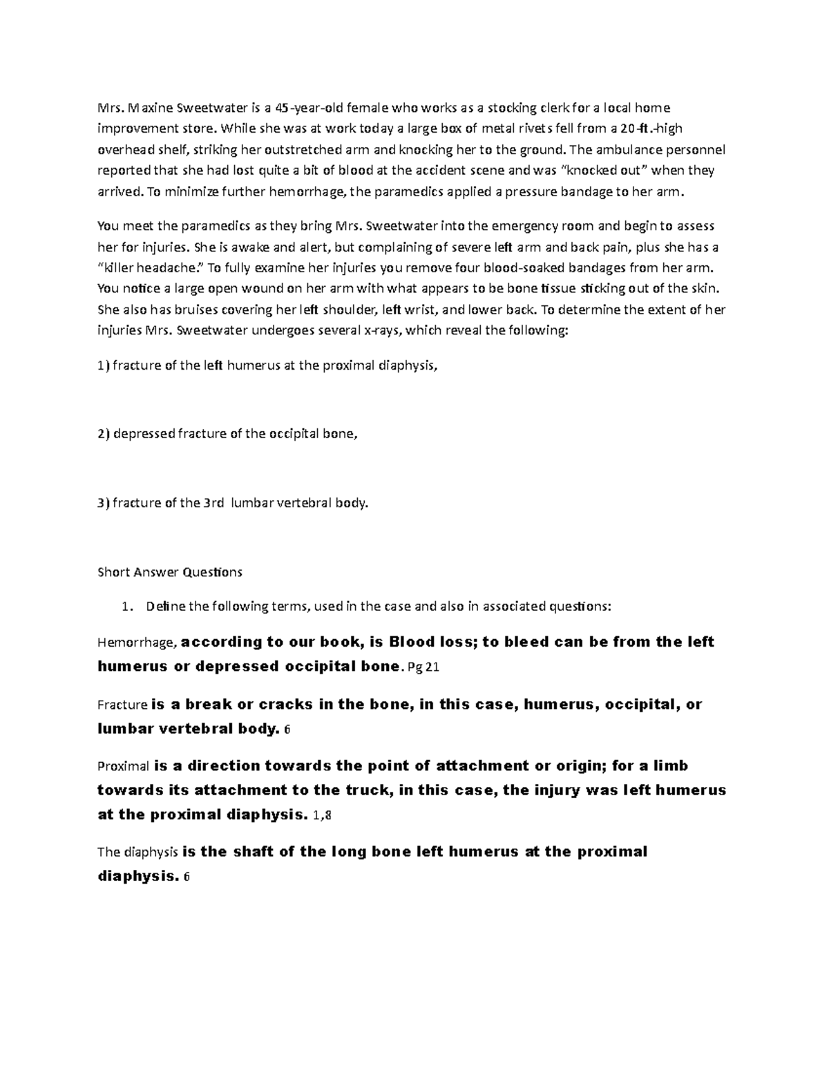 Bone Case Study: Fractures and Healing Process Analysis - Grade: B ...