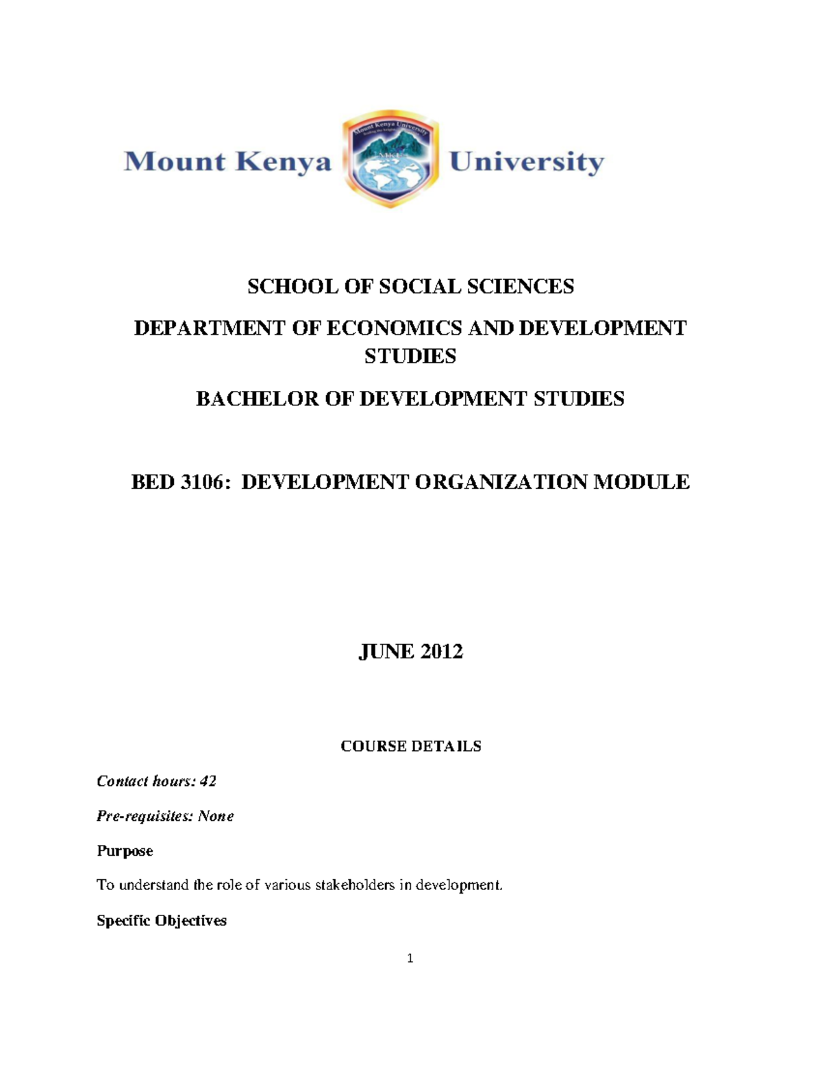 BED 3106: Development Organizations - Understanding Stakeholders in Development - Studocu