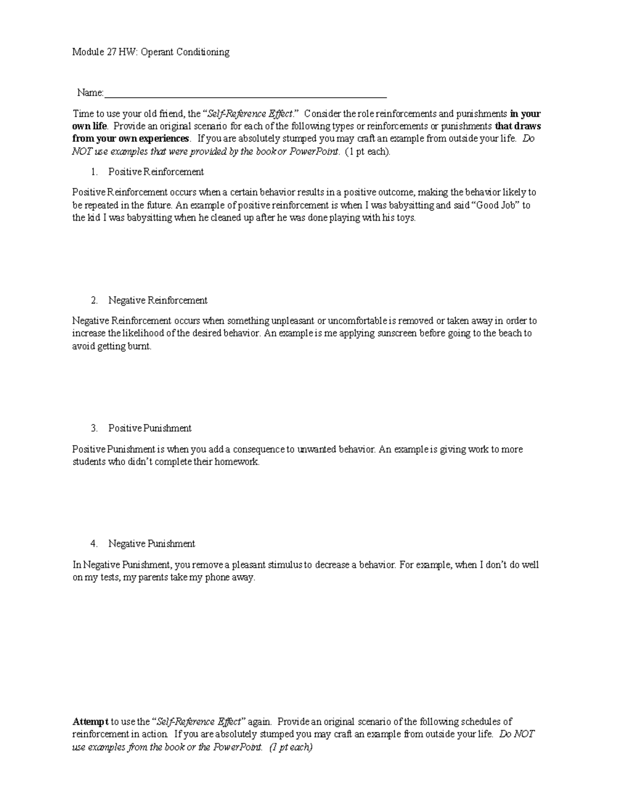 Operant conditioing - Module 27 HW: Operant Conditioning - Studocu