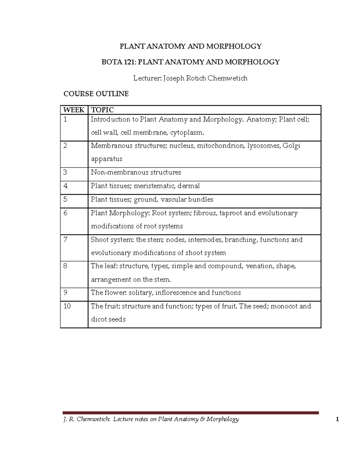 BOTA 121: Final Exam Study Notes on Plant Anatomy & Morphology - Studocu
