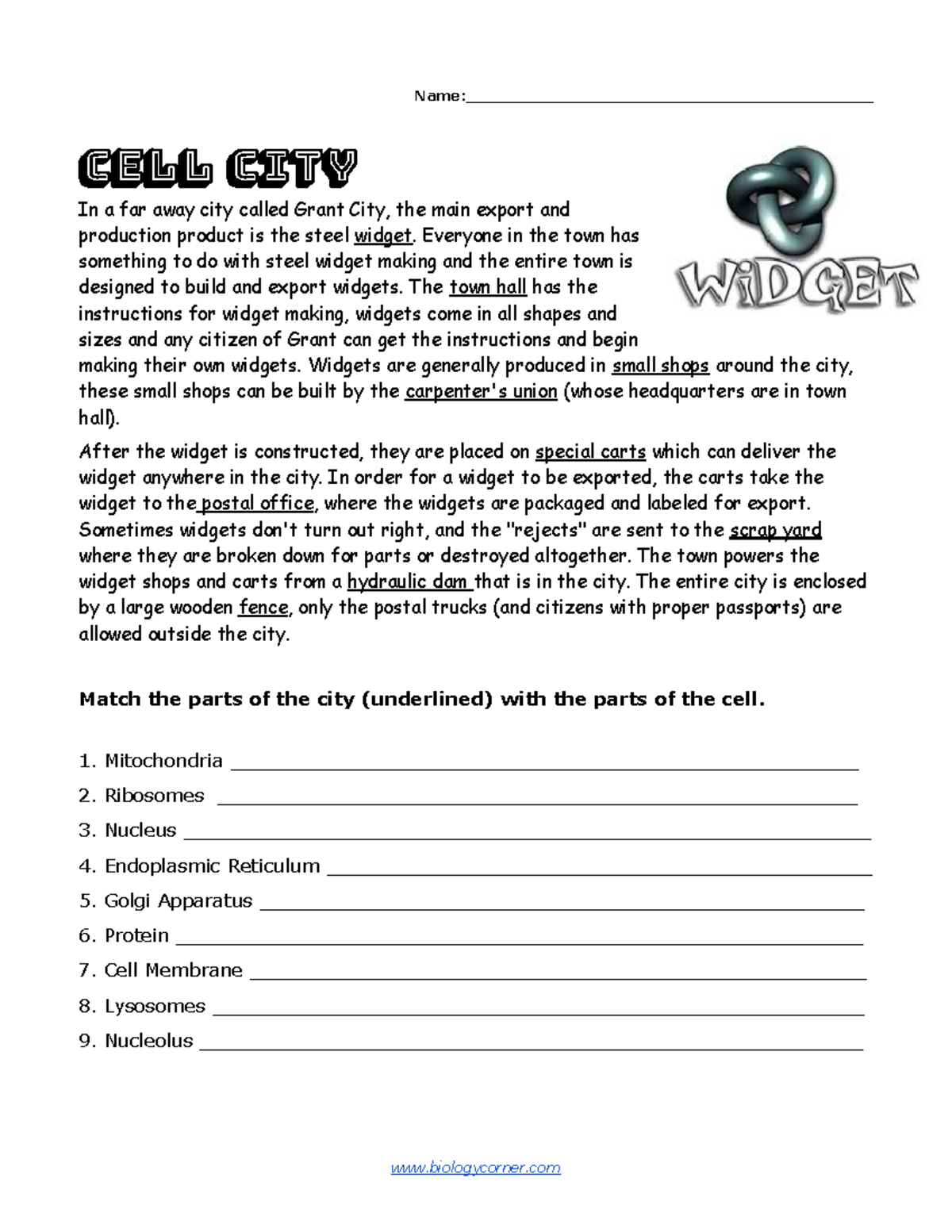 Cell City Analogy: Understanding Cell Functions Through Grant City - Studocu