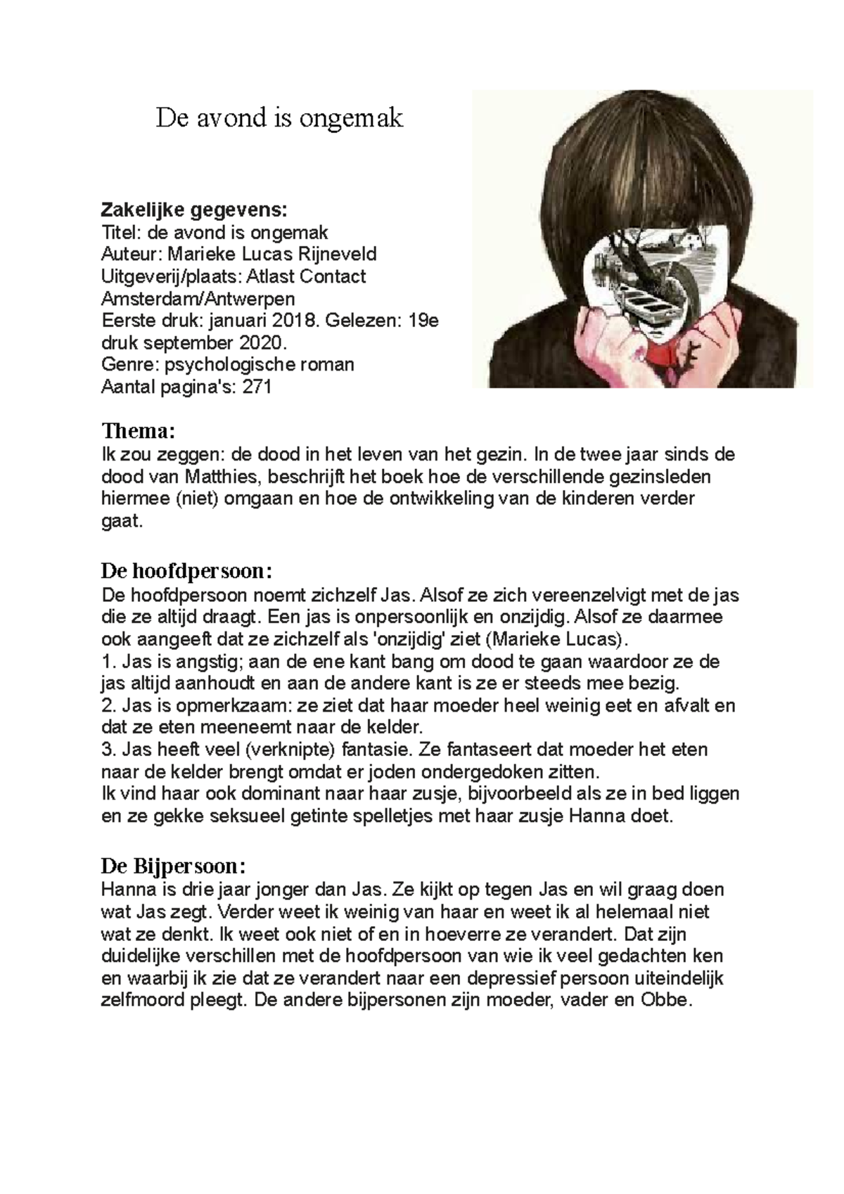 Analyse van "De avond is ongemak" door Marieke Lucas Rijneveld ...