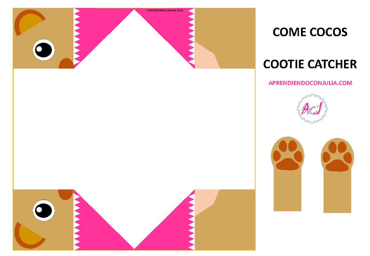 COME Cocos Cootie Catcher Animales - Taller de Pensamiento Lógico ...