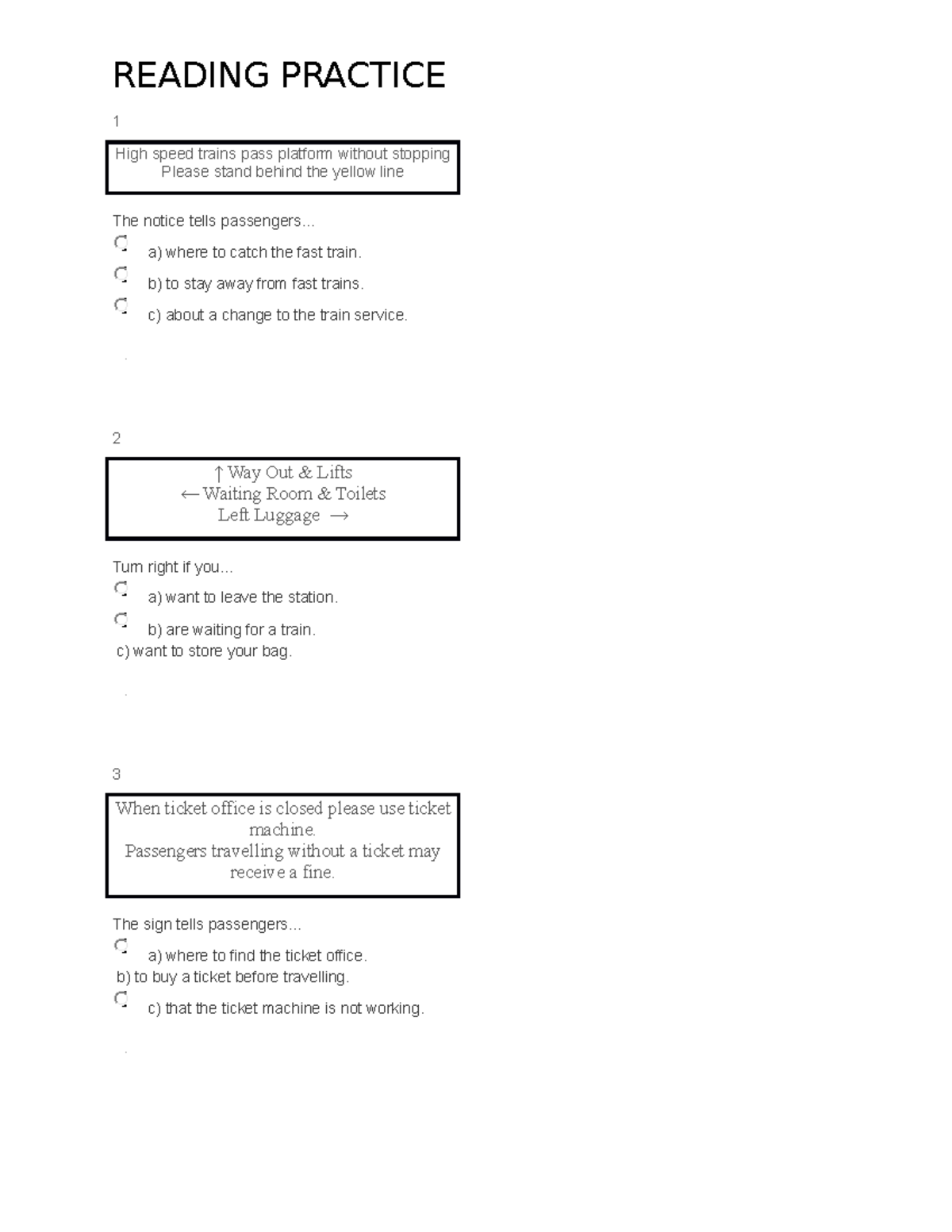 Reading practice - Bla bla - 1 High speed trains pass platform without stopping Please stand ...