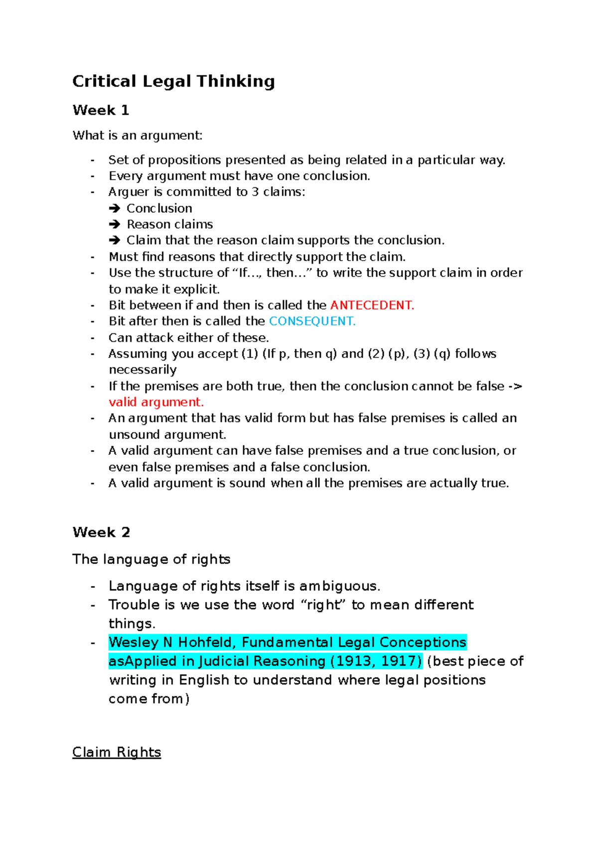 Critical Legal Thinking Lecture 1 - Critical Legal Thinking Week 1 What ...