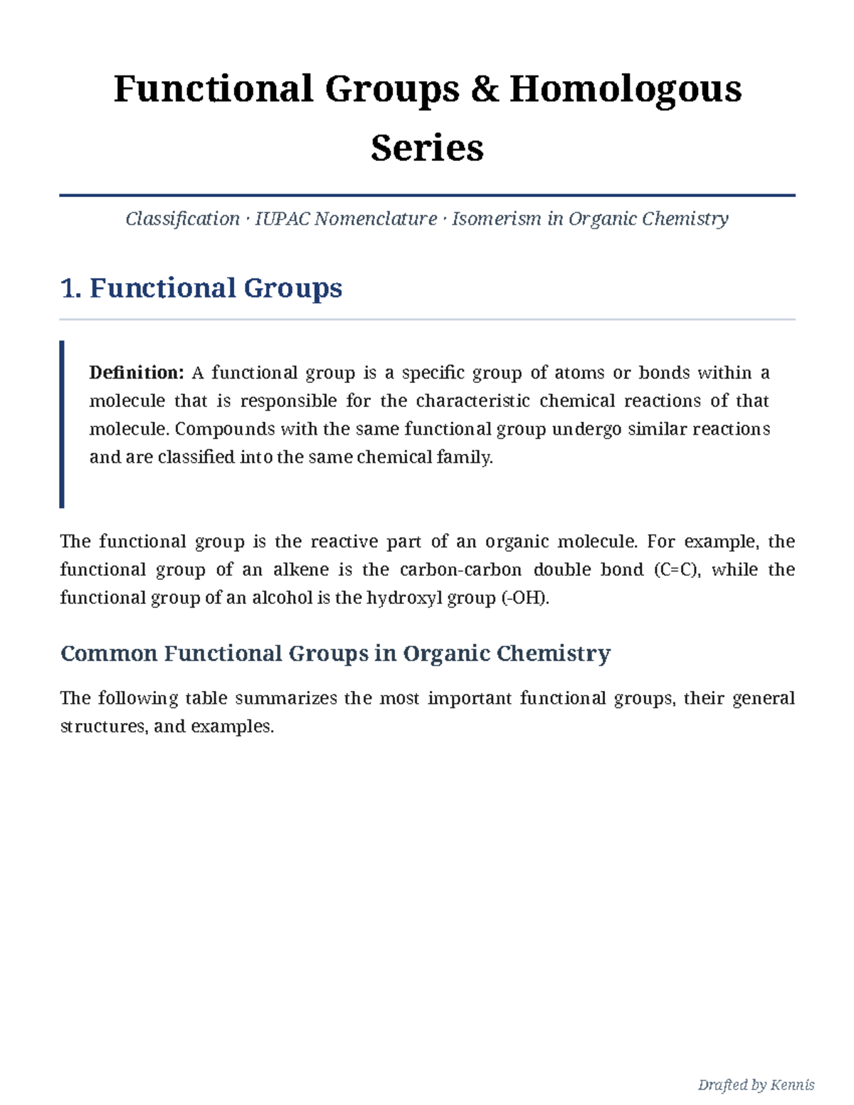 Functional Groups & IUPAC Nomenclature in Organic Chemistry 1 - Studocu
