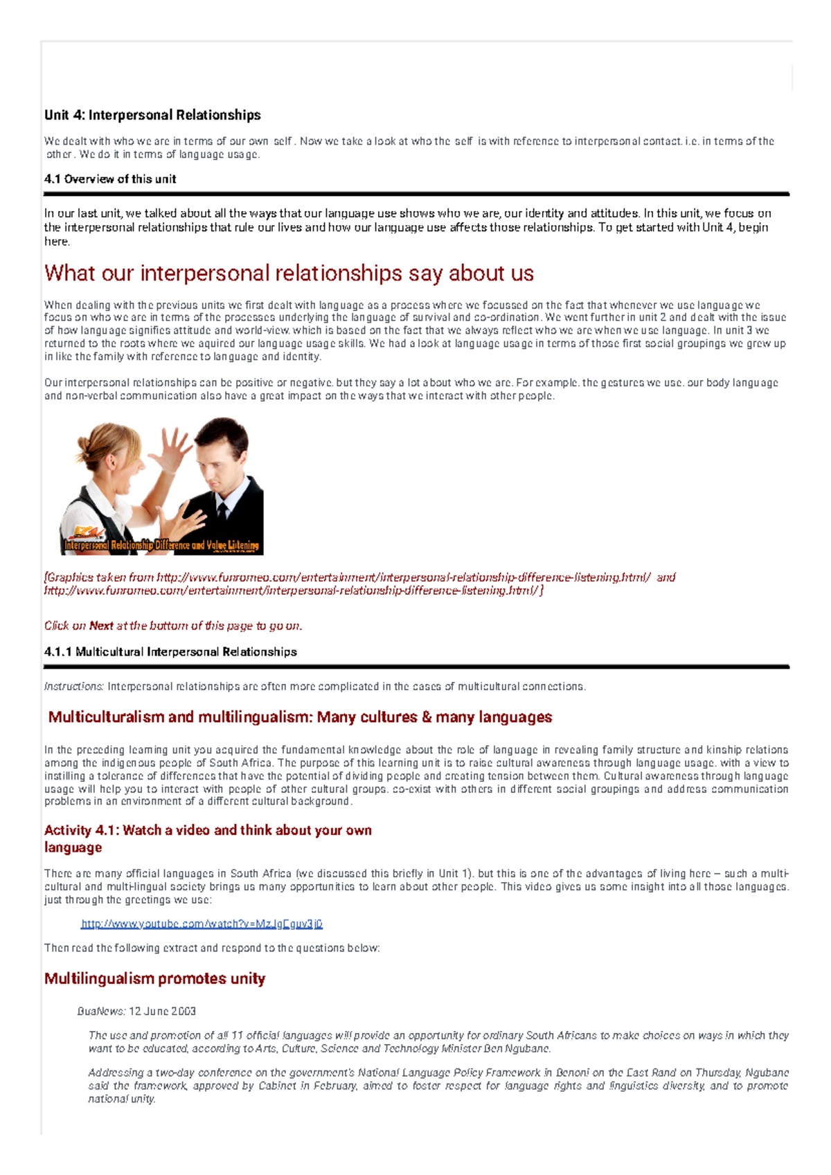 AFL1501 Learning Unit 4: Understanding Interpersonal Relationships ...