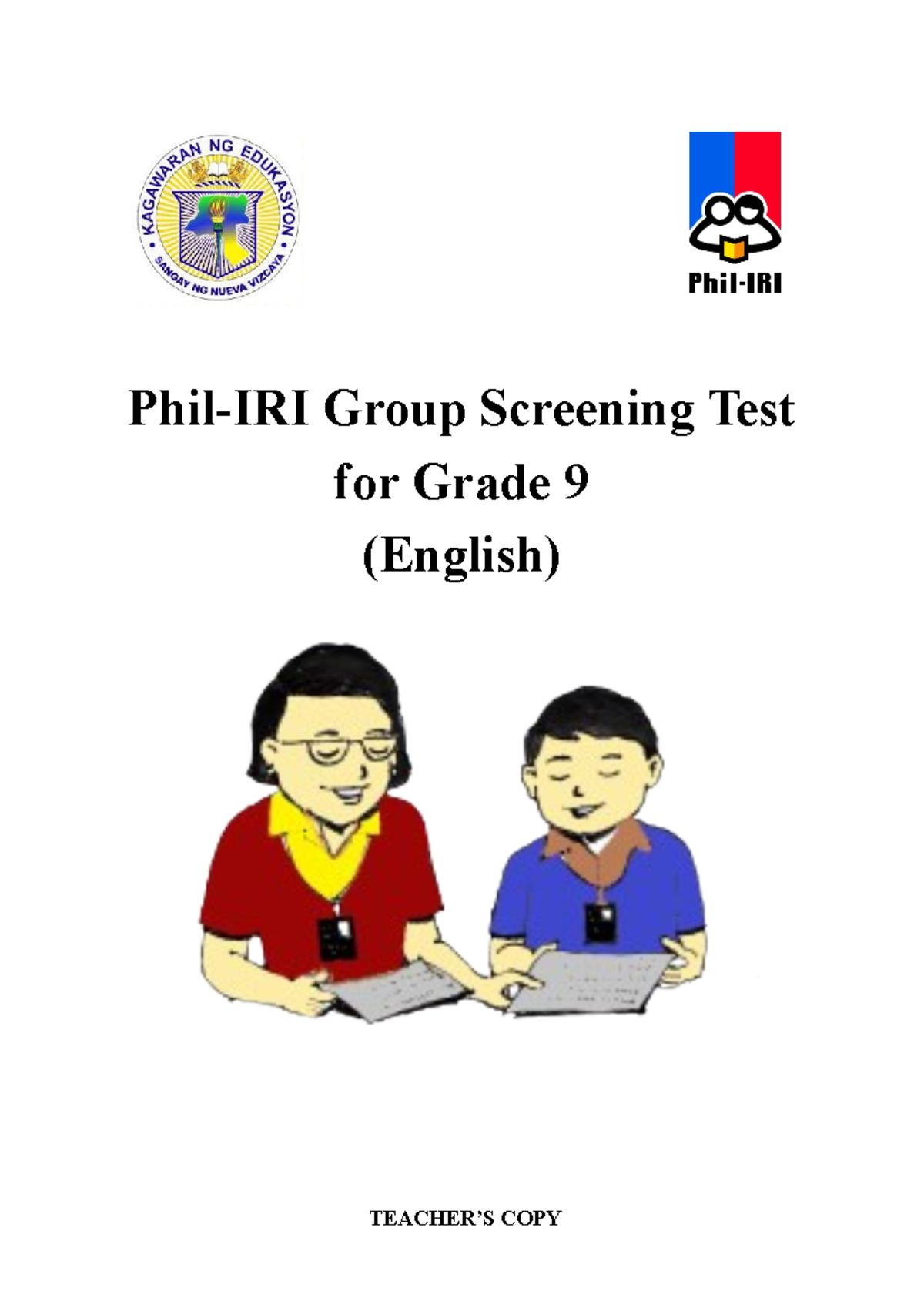 Phil-IRI Group Screening Test for Grade 9 (English) - Teacher's Copy ...