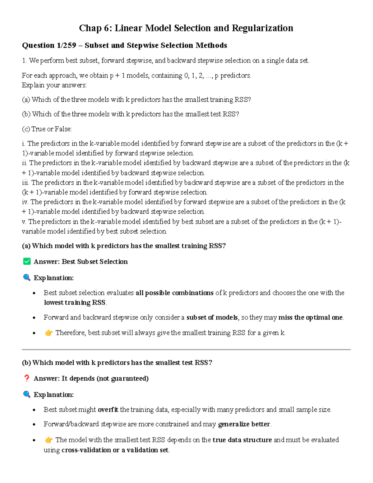 Linear Model Selection & Regularization (Chap 6) - Best Subset & Lasso ...