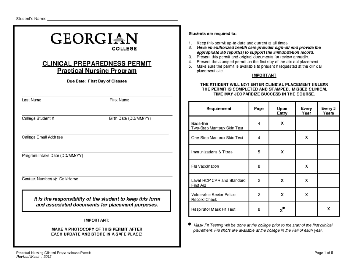 Clinical-Preparedness-Permit - Practical Nursing Clinical Preparedness ...