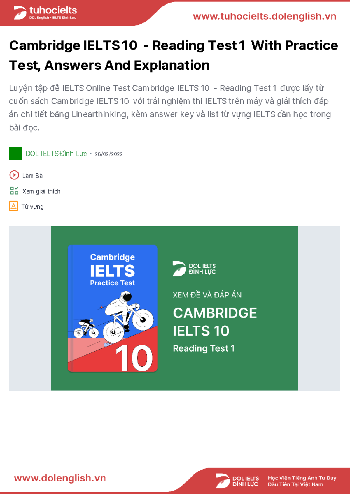 CAM10 - Cambridge IELTS 10 Reading Test 1 with Answers & Explanations ...