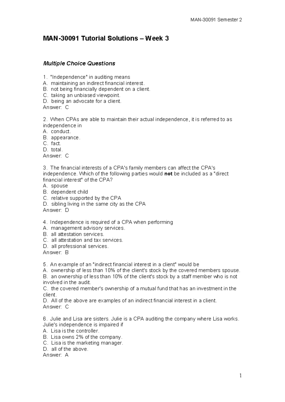 MAN-30091 Tutorial Solutions – Week 3 - Studocu