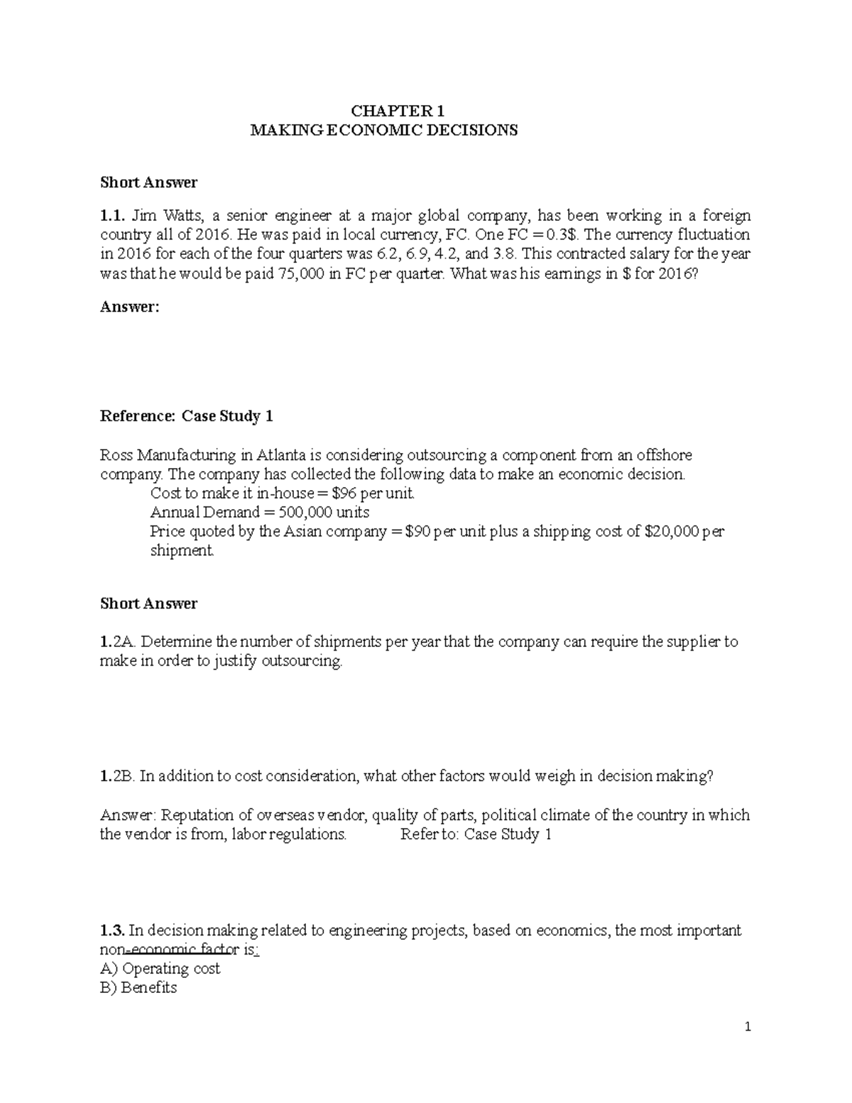 HW-1 - Chapter 1: Economic Decision Making Overview - Studocu