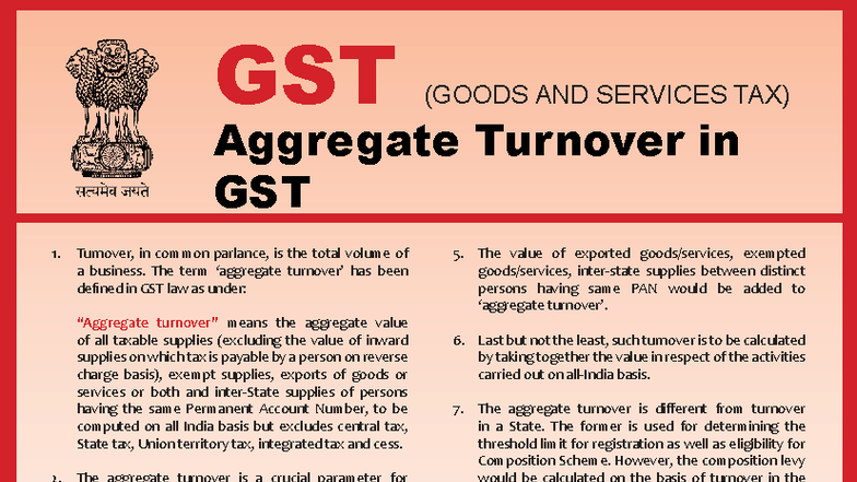 GST Aggregate Turnover: Key Concepts and Definitions - Studocu