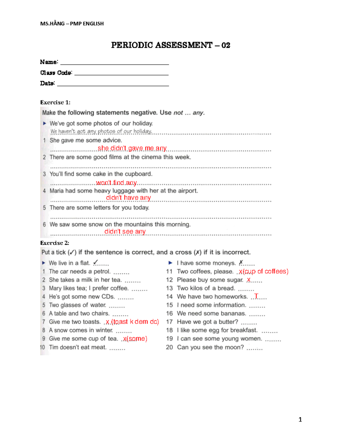 Periodic Assessment ( Repairing) - PERIODIC ASSESSMENT – 02 Name: - Studocu