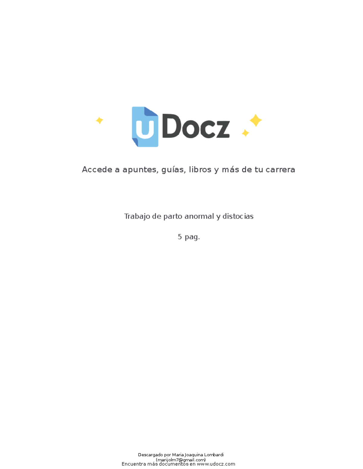 Trabajo de Parto Anormal y Distocias: Guía Completa (5 pág.) - Studocu
