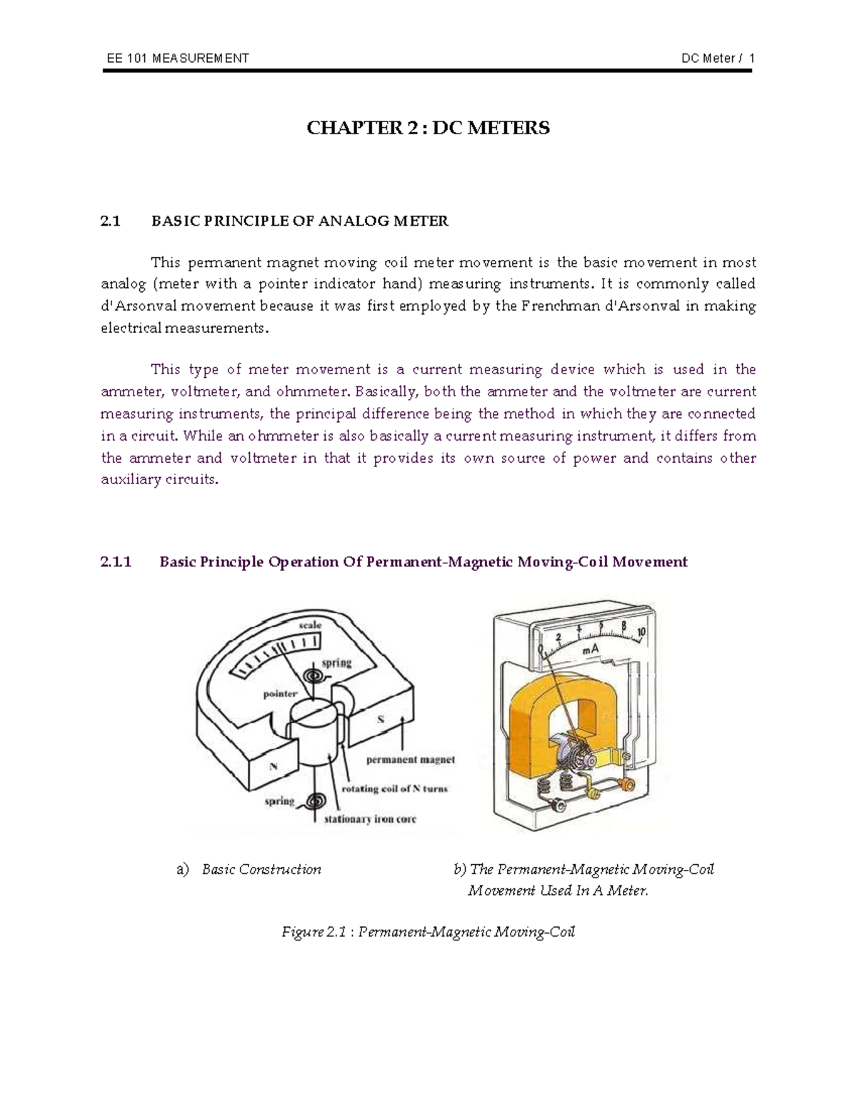 DC Meters - Lecture Notes 2: Principles and Applications - Studocu