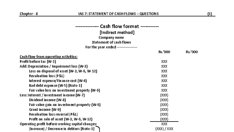 Chapter 8 IAS 7: Statement of Cash Flows - Practice Questions - Studocu