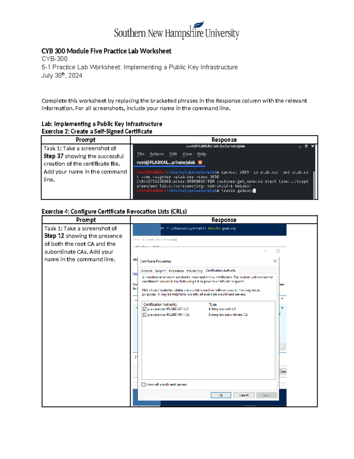 CYB 300 1-2Practice Lab - CYB 300 Module One Practice Lab Worksheet CYB- 1-2 Practice Lab June ...
