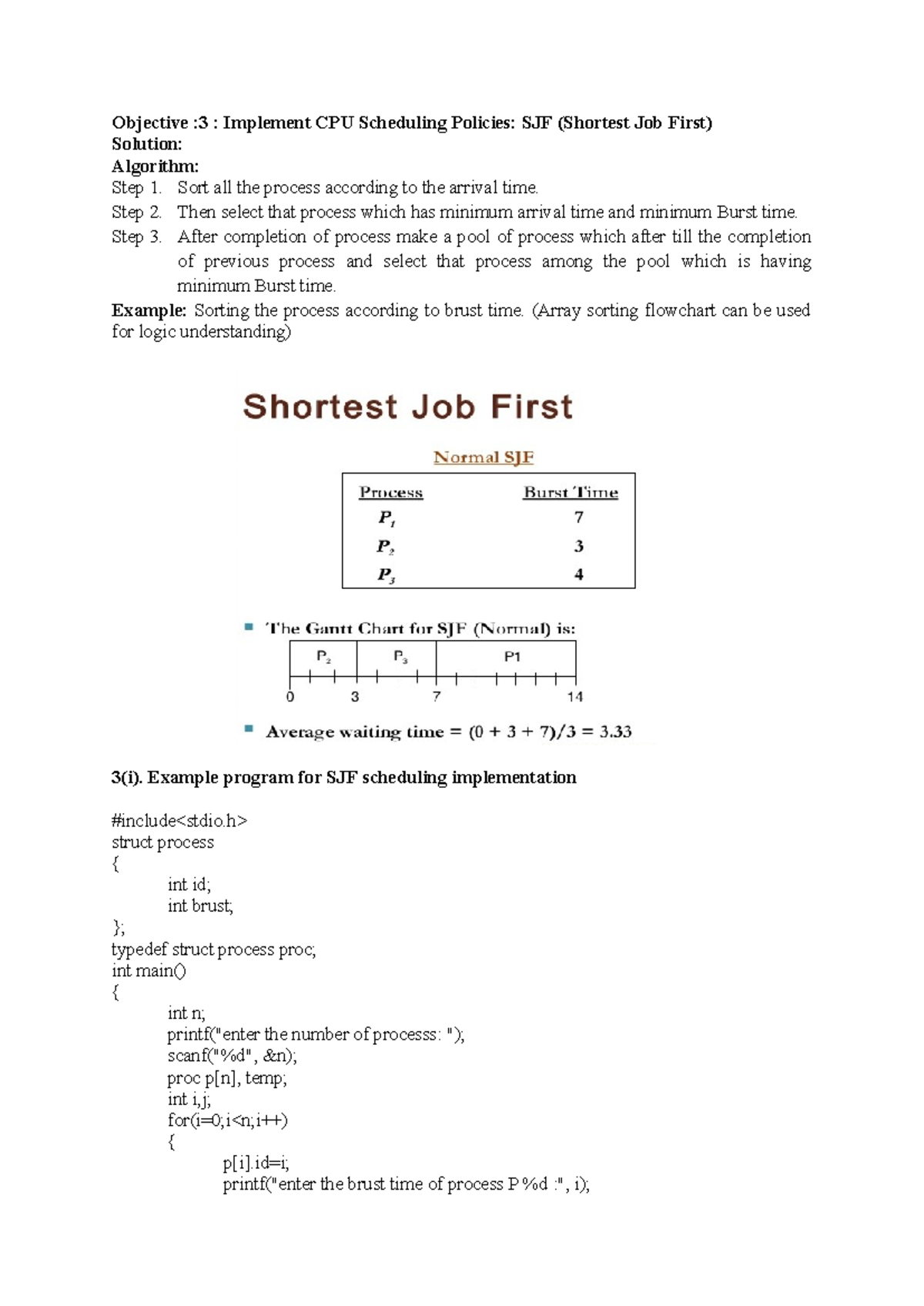 Experiment 3 - OS Lab: CPU Scheduling Policies (SJF, FCFS, MLQ) - Studocu