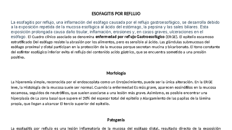 ESOFAGITIS POR REFLUJO: Análisis y Tratamiento (ESOF 101) - Studocu