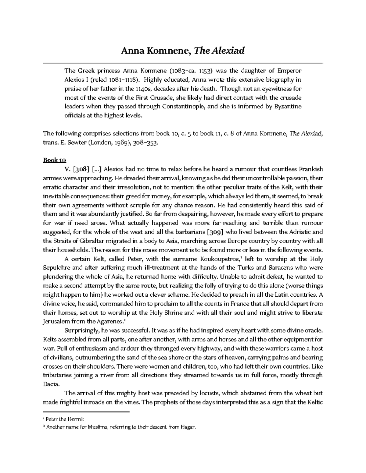 The Alexiad Selections: Anna Komnene on the First Crusade Tactics - Studocu