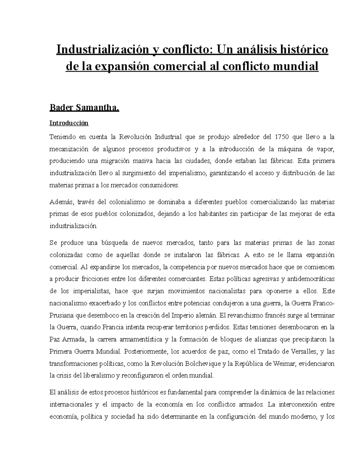 Industrialización y Conflictos: Análisis Histórico de la Expansión ...