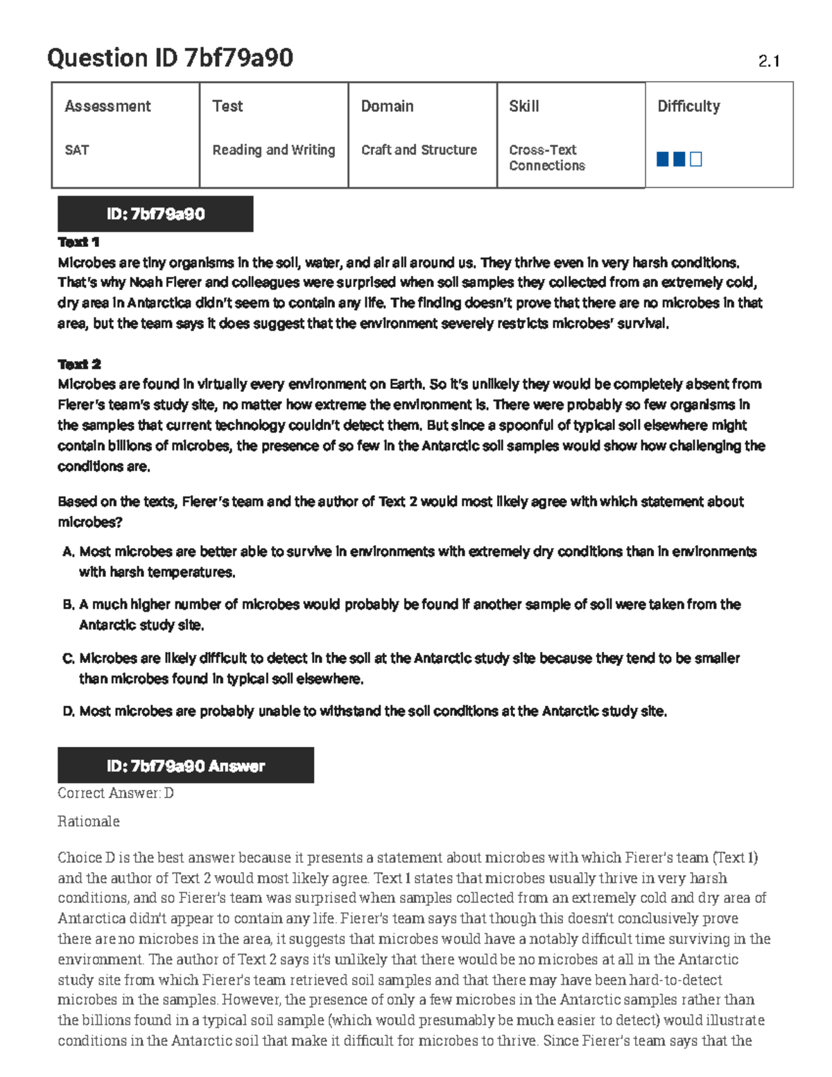 Cross-Text Connections (Level 2) Assessment & Answer Key - Studocu