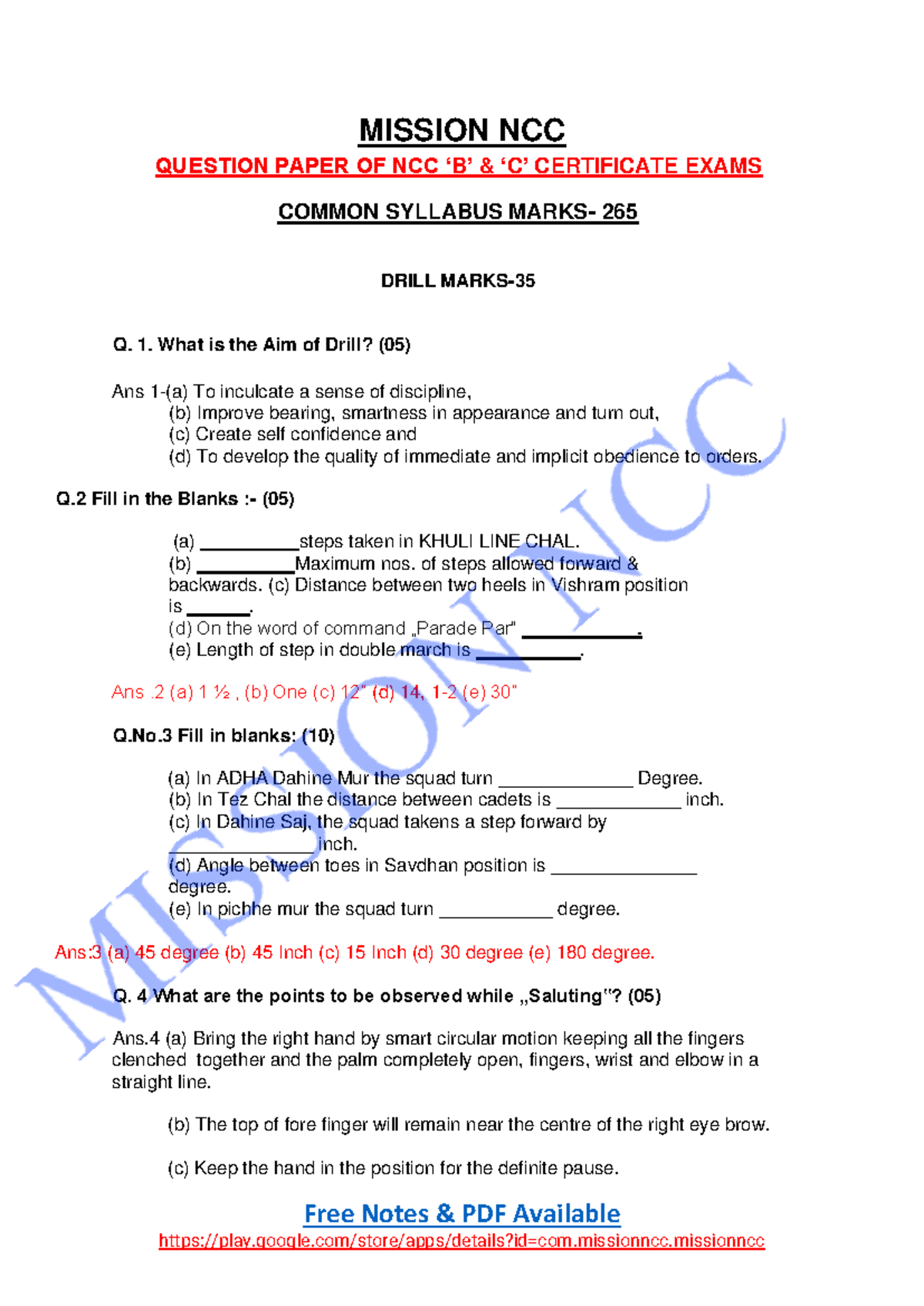 Ncc b certificate syllabus - Free Notes & PDF Available MISSION NCC ...