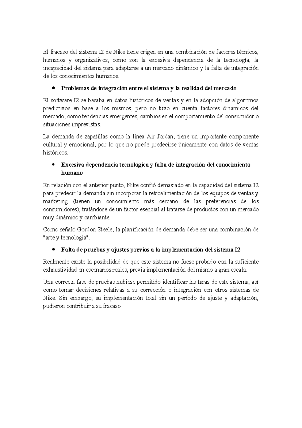 Análisis del Fracaso del Sistema I2 de Nike en Mercados Práct 1 - Studocu