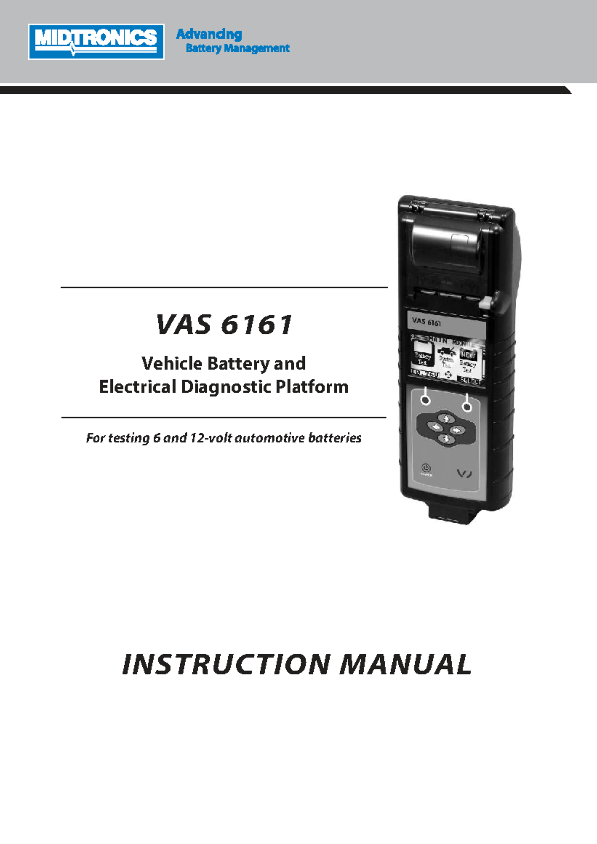 VAS 6161 Battery Tester Instruction Manual: Comprehensive Guide for Use ...