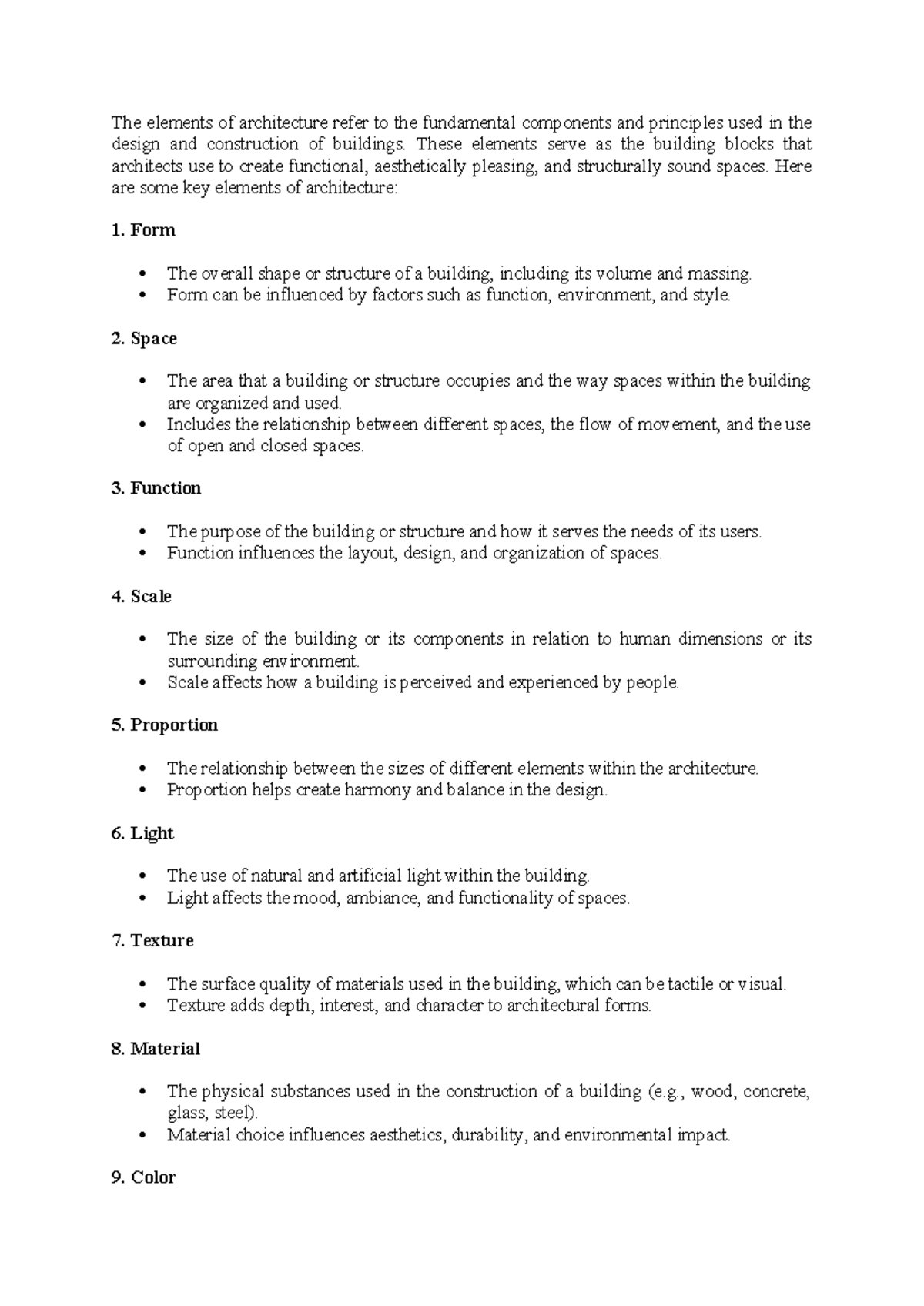 Elements of Architecture: Key Components in Building Design - Studocu