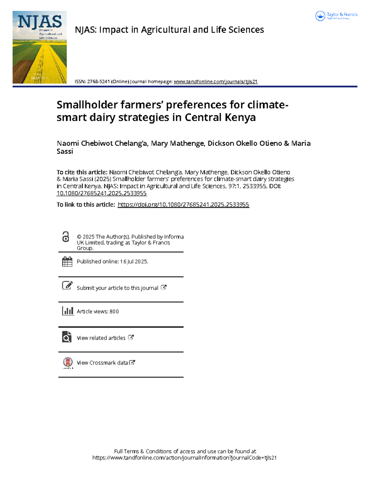 Smallholder Preferences for Climate-Smart Dairy Strategies in Central ...