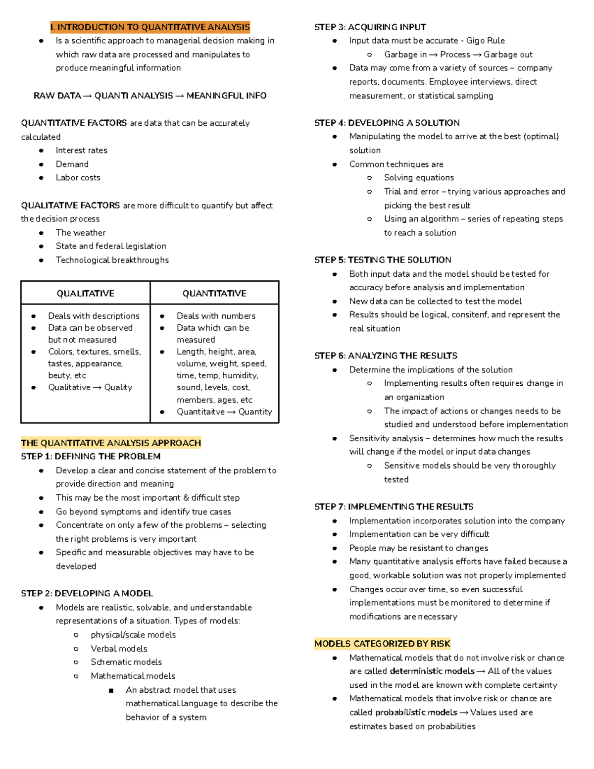 Mansci - Management Science: Intro to Quantitative Analysis Techniques ...