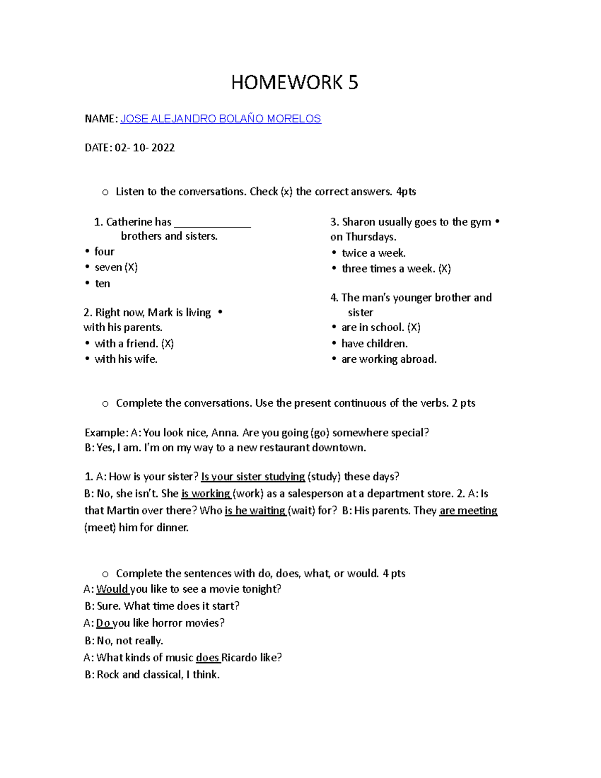 Homework 5 Unit 5 - Listening Comprehension & Conversations - Studocu