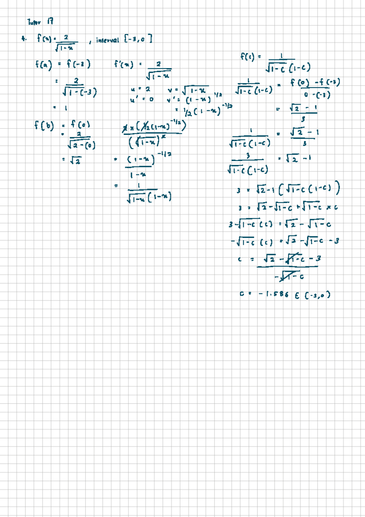 Mat tuto 17:54 - gygyyttftffftf - Pre Calculus - Tutor 17 4. f(n) : 2 , interval [-3,0] V1-n f(c ...