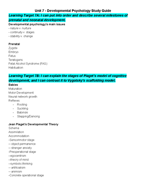 Unit 1 - Scientific Foundations of Psychology Study Guide - 🎀 Unit 1 ...