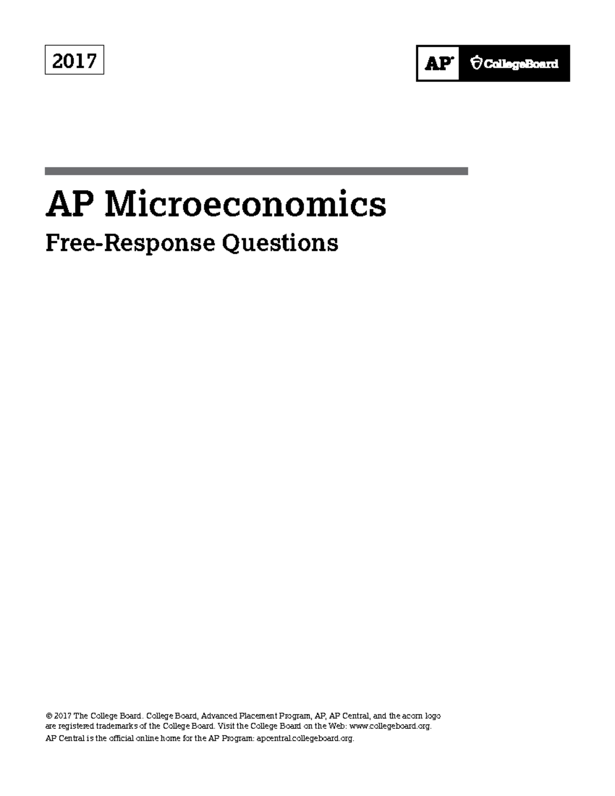 AP Microeconomics FRQ 2017 Overview and Key Questions - Studocu