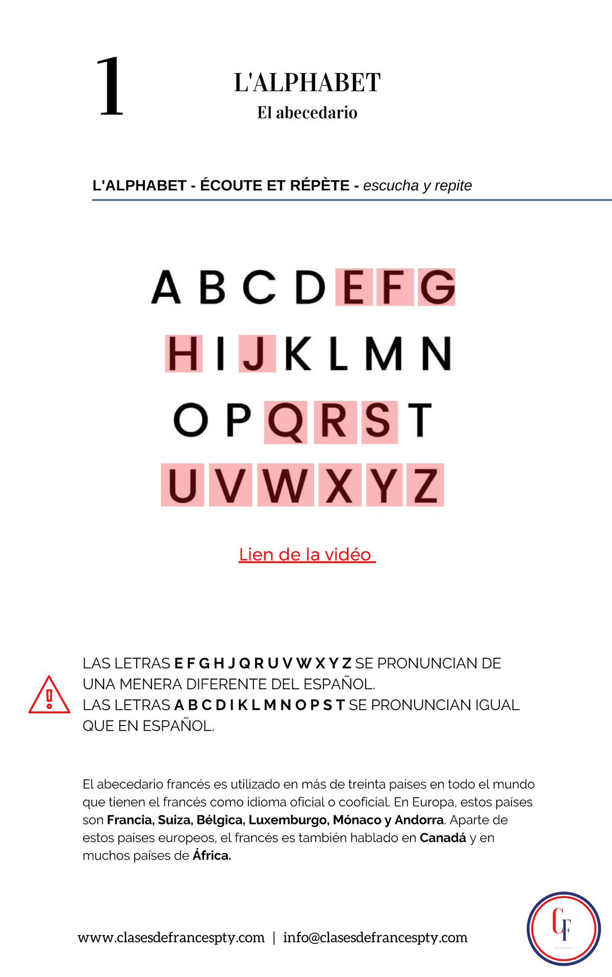 Leçon d'Alphabet et Prononciation Française - Cours de Français A1 ...