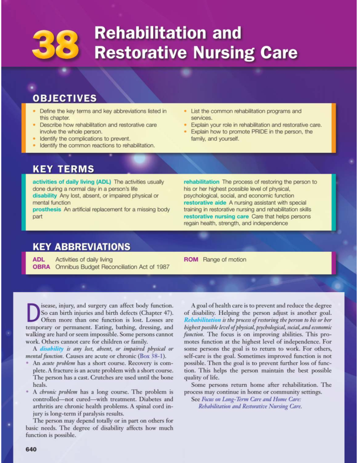 Final Exam Study Guide: Rehabilitation & Restorative Nursing Care ...