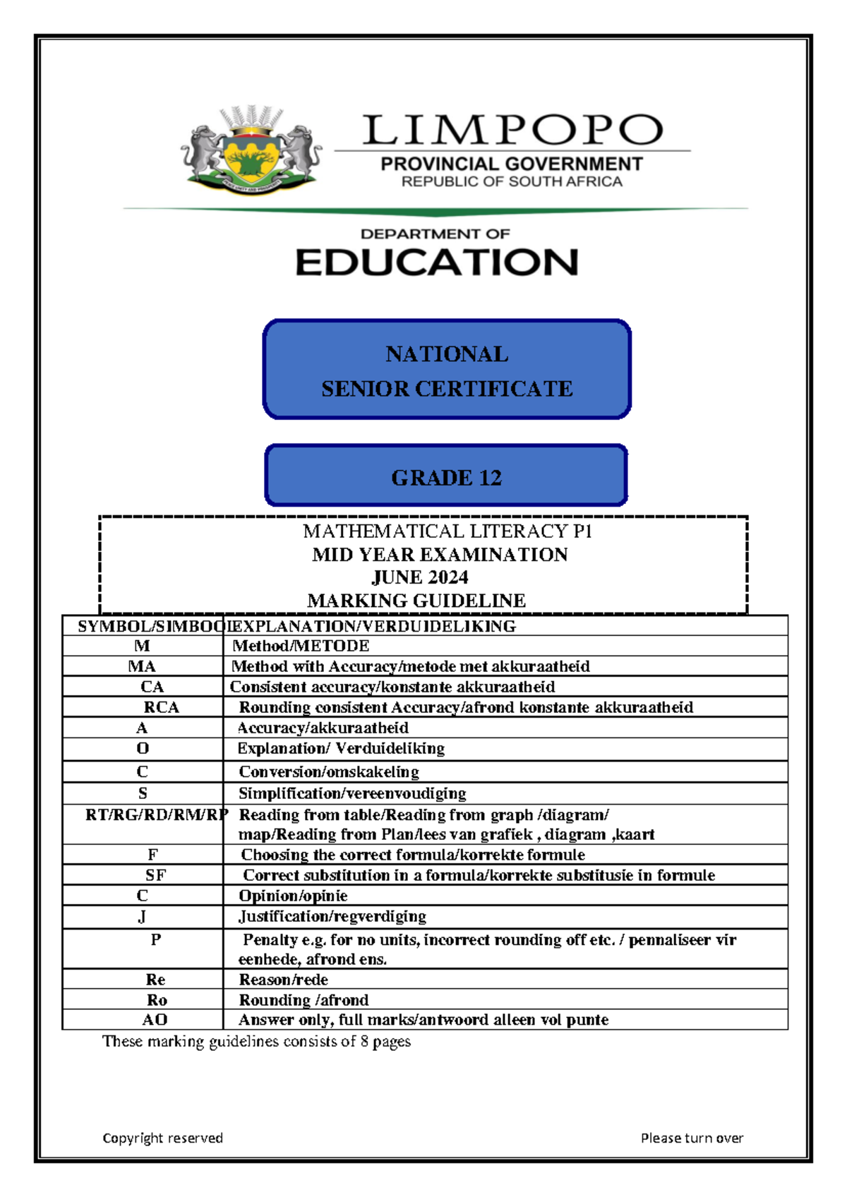 Grade 12 MLIT Mid-Year Exam Memo Guidelines June 2024 - Studocu