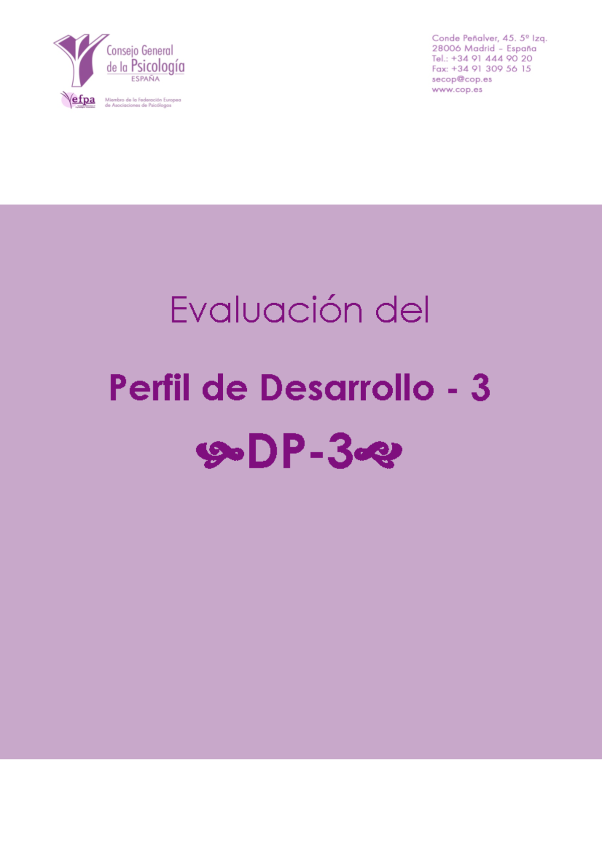 DP3 - Evaluación y Aplicación del Test Perfil de Desarrollo 3 - Studocu