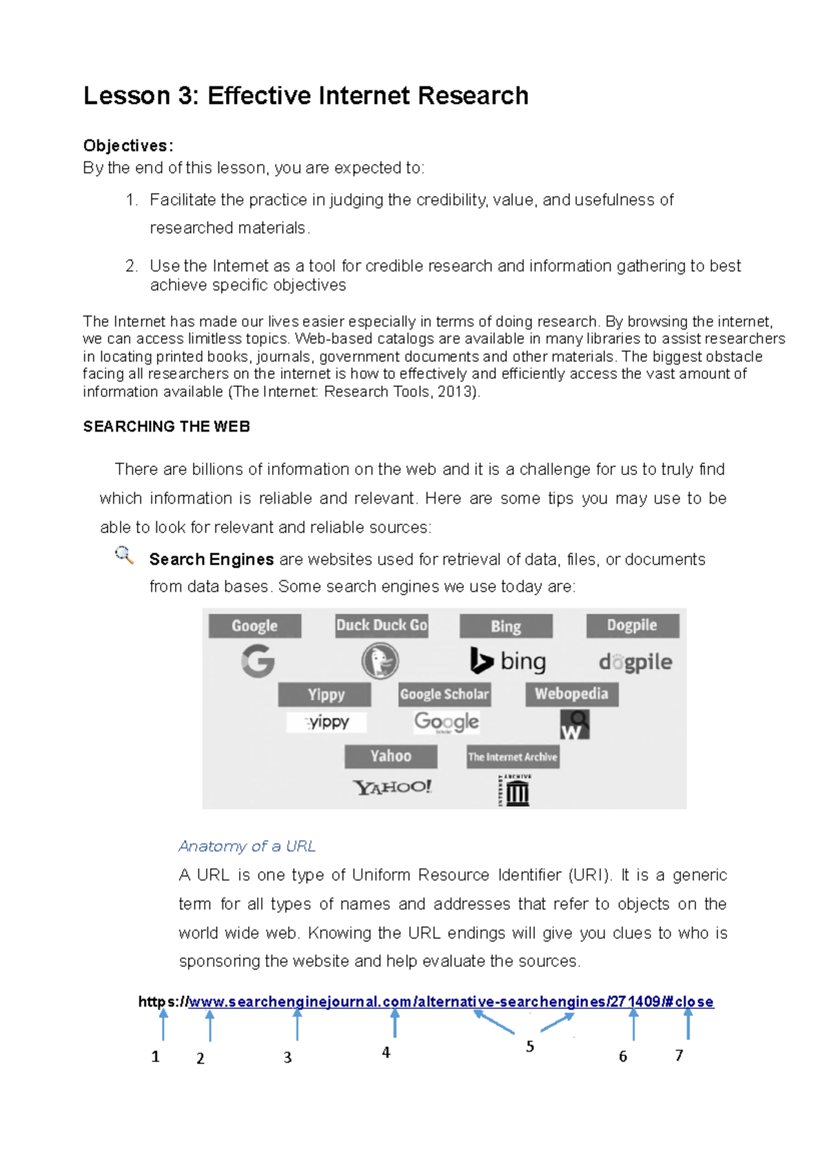 Lesson 3: Strategies for Effective Internet Research Techniques - Studocu