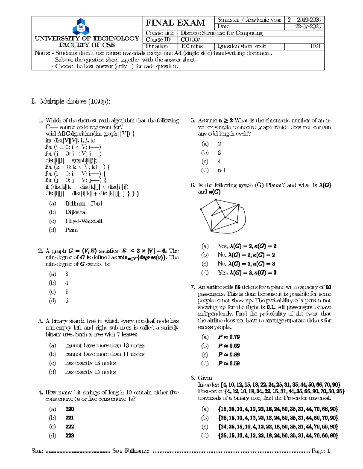 Final Exam 2021 - Data Structure - Studocu