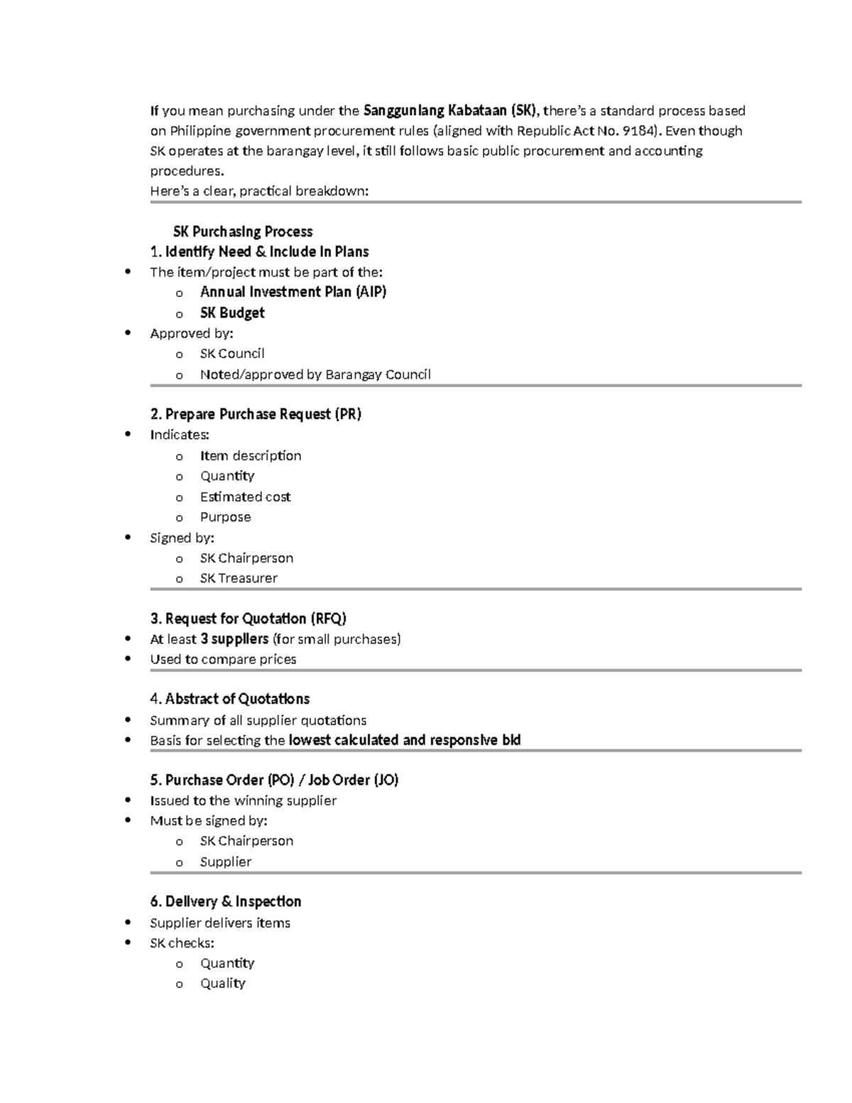 SK Purchasing Process: A Practical Guide to Procurement - Studocu